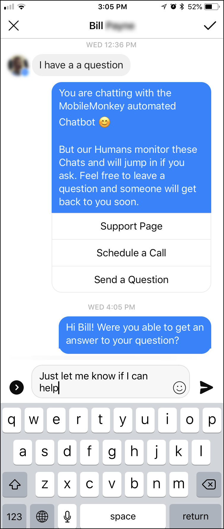 Website Chat Powered by Facebook Messenger