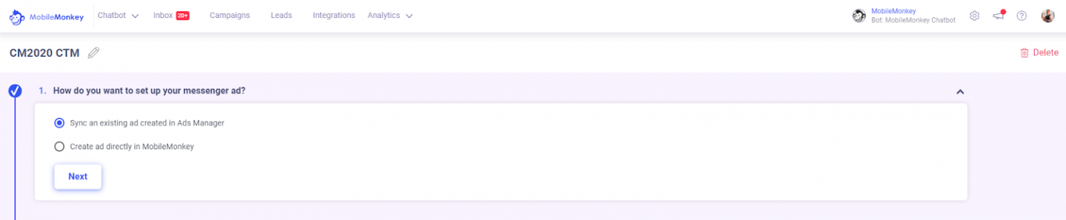 1 Amazing Facebook Messenger Ads Example & How to Create a Click-to ...