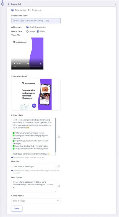 1 Amazing Facebook Messenger Ads Example & How to Create a Click-to ...