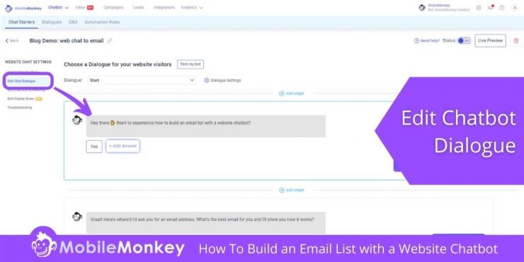 How To Build an Email List With Live Web Chat and Automated Messaging